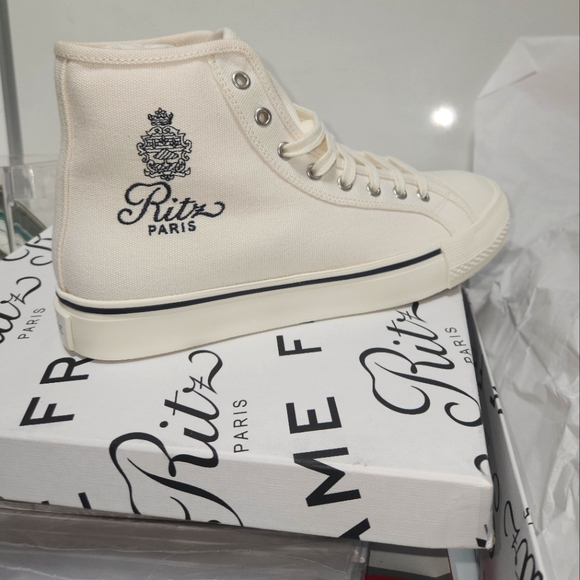 Frame x Ritz | Shoes | Frame X Ritz High Top Embroidered Sneakers ...